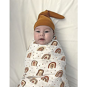 Baby Muslin Baby Swaddle Blanket Rainbow Print, Luxurious, Soft and Silky, 70% Bamboo 30% Cotton 47x47inch，Neutral Receiving Blanket  Receiving Swaddlinget for Boys & Girls