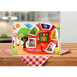 K'ONIJO Kids Divided Plate. Fun Game Tray With 5 Food Portions & 1 Extra for Surprise. Compatible With Picky Eater Toddler. Eat, Play, Win (Joy)