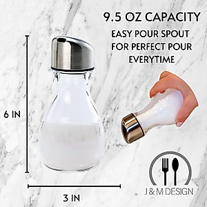 J&M DESIGN Sugar Dispenser With Pour Spout For Coffee Bar Accessories, Tea & Baking Essentials w/Stainless Steel Lid - 9.5oz Clear Acrylic Jar Spoon Pourer Shaker Container