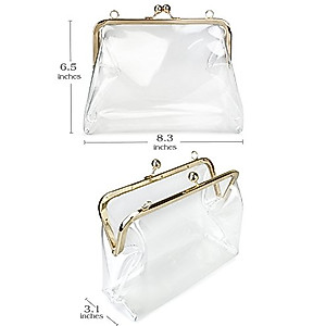 HOXIS Clear Transparent PVC Kiss Lock Chain Cross Body Bag Womens Clutch
