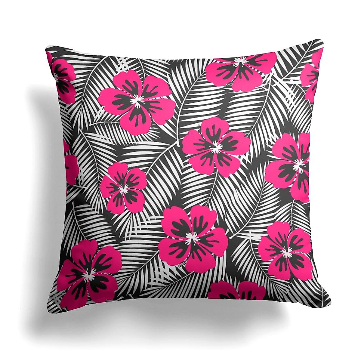 iiRov Summer Design Ink-Fuzed Decorative Throw Pillow - Tropical Summer Hot Pink Floral