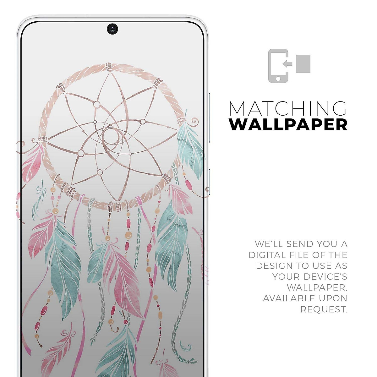DesignSkinz Watercolor Dreamcatchers v2 Protective Vinyl Decal Wrap Skin Cover Compatible with The Samsung Galaxy S20 (Screen Trim & Back Glass Skin)