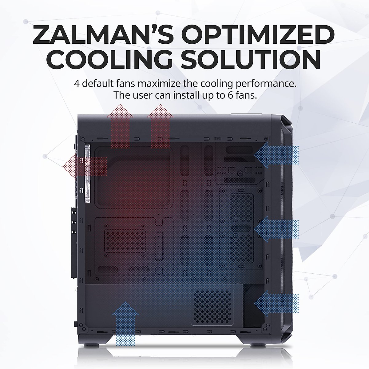 Zalman i3 Edge ATX Mid Tower Computer Case Gaming PC Case, Includes 4X 120mm White LED Fans, Acrylic Side Window, High Airflow Mesh Panel, USB 3.0,Black