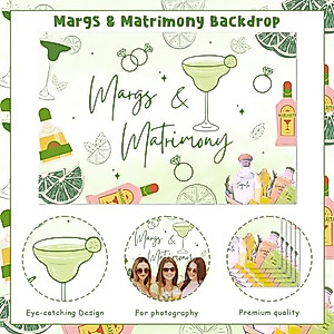Wonmelody Margs and Matrimony Bachelorette Decorations Backdrop Margarita Backdrop Banner Cinco De Mayo Mexican Fiesta Banner Bridal Shower Party Supplies for Cactus Engagement Wedding Carnival