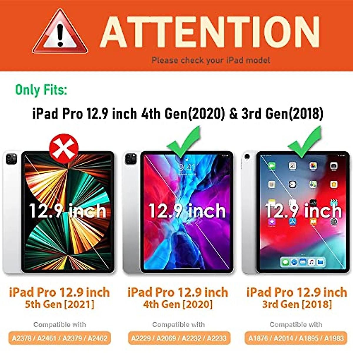 SCSVPN iPad Pro 12.9 Case 4th/3rd Generation, Full Heavy Duty Shockproof Protective Cover for iPad Pro 12.9 inch 2020/2018 with Pencil Holder - 360 Rotating Stand - Handle/Shoulder Strap, Navy Green