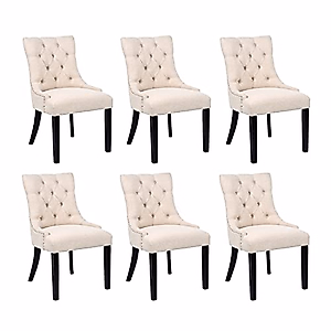 Seasonfall Dining Room Chairs Set of 6 Button Tufted Parsons Accent Armless Modern 6 pack HG3294-List HG3294-List