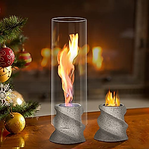 Tabletop Fire Pit Bowl -Eillion Hurricane Smokeless Fire Bowl-Tabletop Fireplace-Table Top Fire Pit for Patio and Indoors-Table Top Fire Bowl-Special Design Table Top Fire Pit Bowl with Windshield