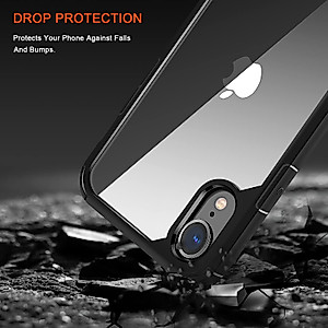 TENDLIN Compatible with iPhone XR Case Crystal Clear Hard Back Soft Bumper Protective Case (Black)