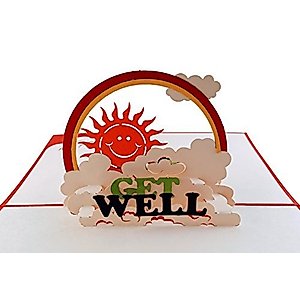 iGifts And Cards Happy Sunshine And Sunflowers Get Well 3D Pop Up Greeting Card - Administrative Assistant Thank You, Funny Birthday Gift, Unique Mothers Day, Thinking of You, Flowers, Grandma- 6x8