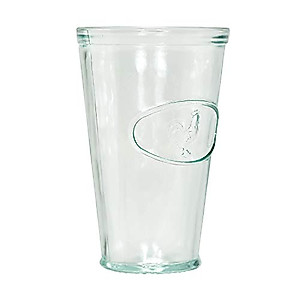 Amici Home Rooster Hiball Glass | 16 Oz | Italian Made, Recycled Glass with Green Tint | Drinking Glass with Embossed Design for Water, Juice, Cocktails (Set of 6)