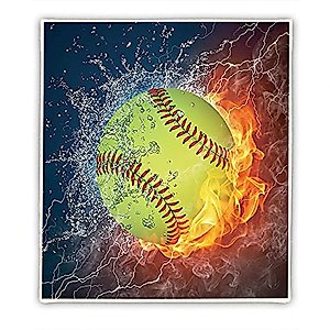 Irisbell Softball Blanket Thicked Soft Fleece Sherpa Throw Blankets - Softball, 80'' x 60''