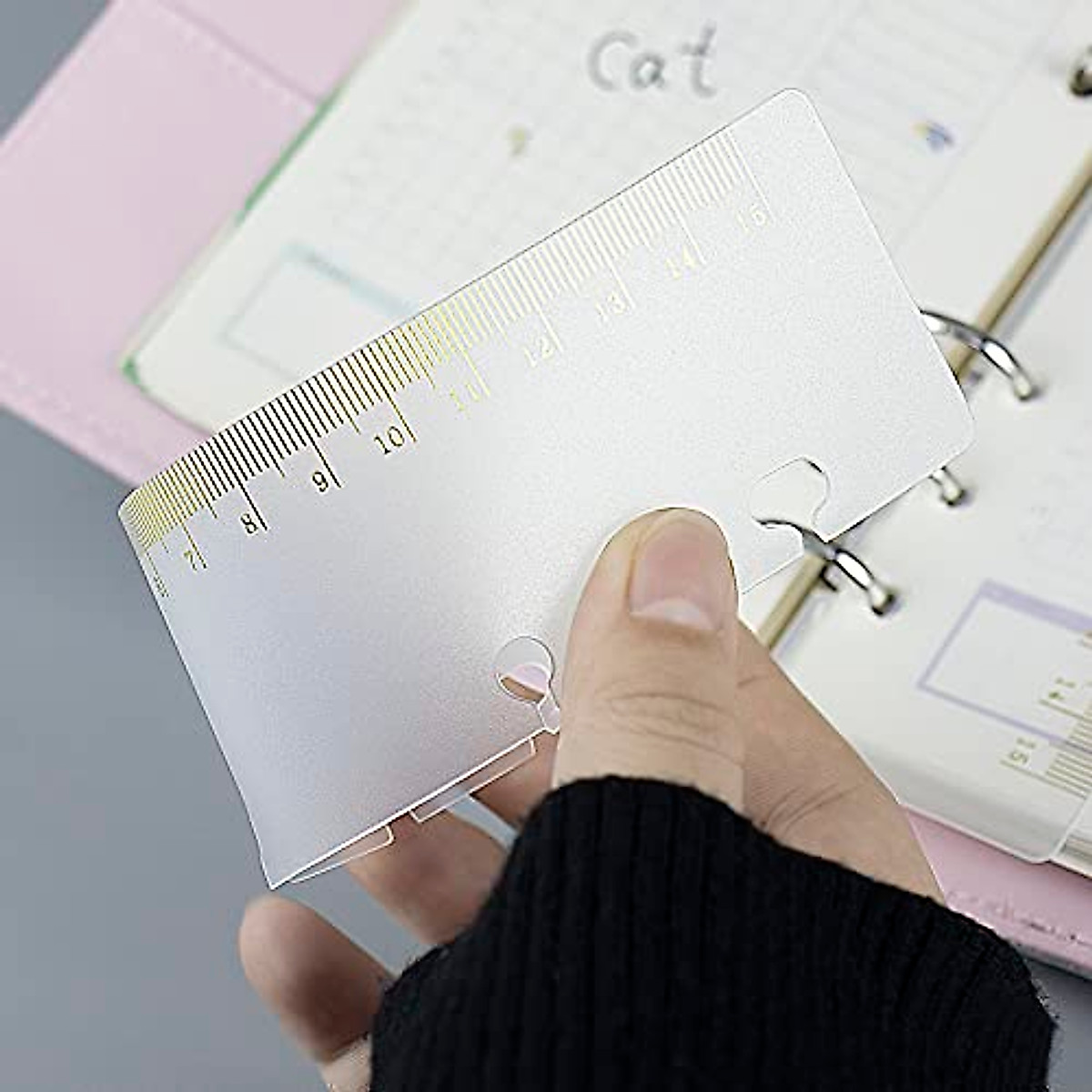 10pcs A6 Binder Dividers Ruler Gold Stamping 15cm Scale 6 Holes Gilding PP Bookmark Ruler for Loose Leaf 6 Rings Binder Notebook Accessories Planner Snap in Bookmark Divider Measuring Rulers Set