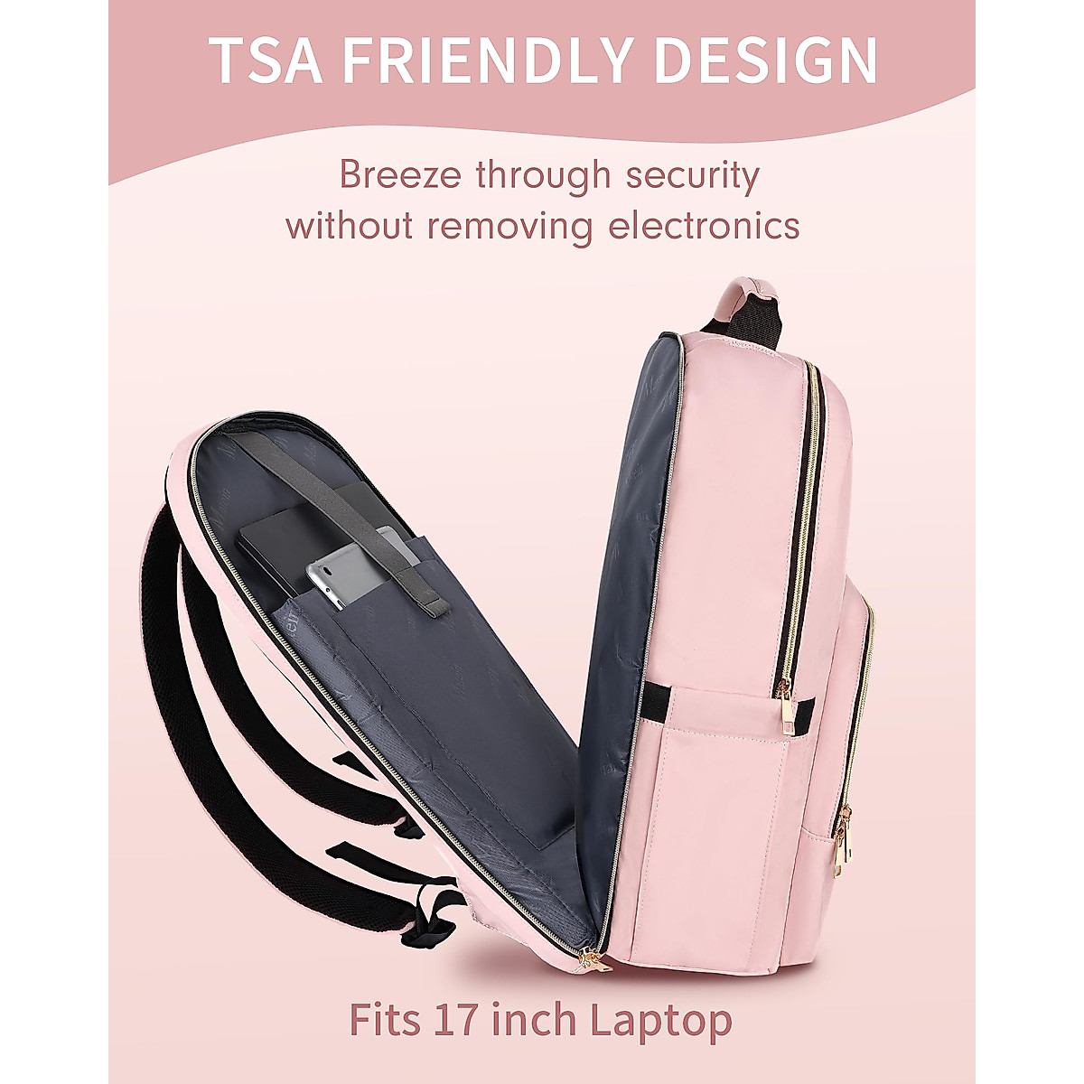 MATEIN TSA 17 inch Laptop Backpack for Women & Men, Travel Laptop Backpack Large Travel Backpack for Business Flight Approved Carry On Backpack with USB Charger Port Luggage Sleeve