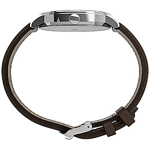 Timex Men's Easy Reader Bold 43mm Watch – Silver-Tone Case Cream Dial with Brown Leather Strap