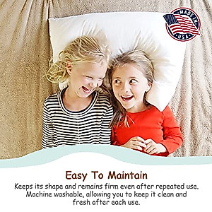 Pillowflex Sleep & Toddler Pillow (18x24 inches) - Soft Faux Synthetic Down Alternative Pillows Perfect for Toddlers, Bed Pillows for Sleeping Wedge with Neck Support and Allergy Free Kid's Pillows.