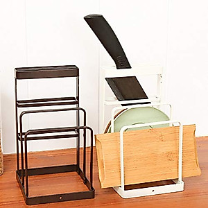 XJJZS Metal Knife Block Cutting Board Holder Tools Organizer Kitchen Storage Rack Dish Pan Pot Cover Lid Rack Stand (Color : B)