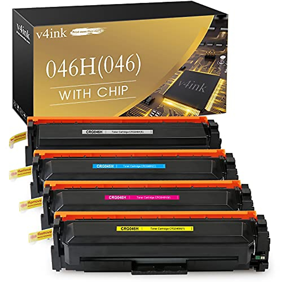 v4ink Compatible Toner Cartridge Replacement for Canon 046 046H CRG-046 Black Cyan Magenta Yellow Toner High Yield Set for Canon ImageClass mf733cdw mf731cdw mf735cdw lbp654cdw MF735Cdw Printer