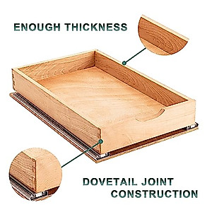 SITOO Pull Out Drawers for Kitchen Cabinets, Pull Out Cabinet Organizer, Fully Assembled Wood Cabinet Pull Out Drawer, Fast and Easy DIY Installation, 14”W x 21”D