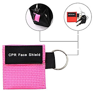 LSIKA-Z Pack of 5pcs CPR Face Shield Mask Keychain Ring Emergency Kit CPR Face Shields for First Aid or CPR Training (Black-5)