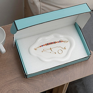 Lynagert Cloud Trinket Dish, Chubby Jewelry Tray, Ceramic Jewelry Ring Trinket Dish for Rings Earrings Necklace Organizer, Mother's Day Thanksgiving Christmas Birthday Bridesmaid Gifts (White)