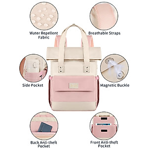 Janiful Convertible Backpack Tote,Work backpack for Women,Teacher Nurse Tote Backpack with USB Charging Port,Anti Theft for Travel Airline,Wide Top Open Bookbag fits 15.6 Inch Laptop