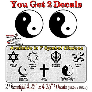 2 BLACK YIN YANG Religious Symbol Decal Sticker Tibetan Yin Yoga Feng Shui Zen Vinyl Vehicle Religion Decals Stickers (Yin Yang - Black)