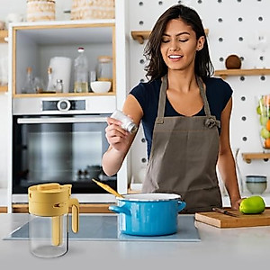 Manutox Multifunctional Seasoning Box, 2 in 1 Glass Spice Jars with Spoon, Multifunctional Kitchen Seasoning Box, Clear Glass Seasoning Jar with Lid and Spoon (Grey)