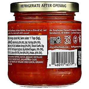 Sky Valley Sambal Oelek Chili Paste - Red Chili Paste, Made with Red Jalapenos & Garlic, Gluten Free, Vegan, Keto, USDA Organic, Non-GMO, Sambal Oelek Sauce, Chili Paste Asian - 7 Oz