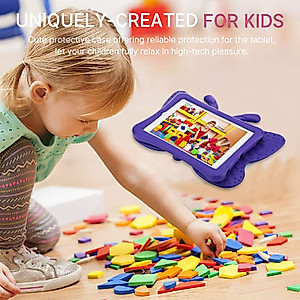 Simicoo iPad 7 8 9 10.2 Kids Case 3D Cute Butterfly 10.2 inch ipad 9th 8th Generation Tablet Case For Kids Girls Light weight EVA Foam Stand Shockproof Rugged Heavy Duty Kid Friendly iPad Cover Purple