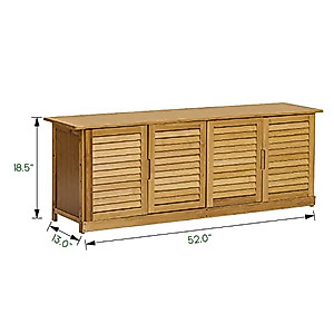 MoNiBloom Bamboo Shoe Cabinet, Bamboo 2 Tier Shoe Shelf Organizer Storage with Shutter Doors for 11-15 Pairs Entryway Hallway Bedroom, Natural