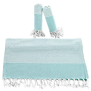 BAROOGA Turkish Hand Towels for Bathroom and Kitchen, 18 x 38 Inches, (Set of 3), 100% Cotton, Decorative Towel | Face, Hand, Gym, Hair, Yoga, Tea Towel, Dishcloth (Mint)