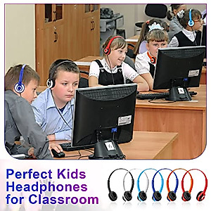 Yunsailing 30 Pack Bulk Headphones Classroom Headphones for Kids School Headphones Headsets Individually Wrapped Adjustable Student Earphone Earbuds for Classroom Kids Adults, 6 Colors