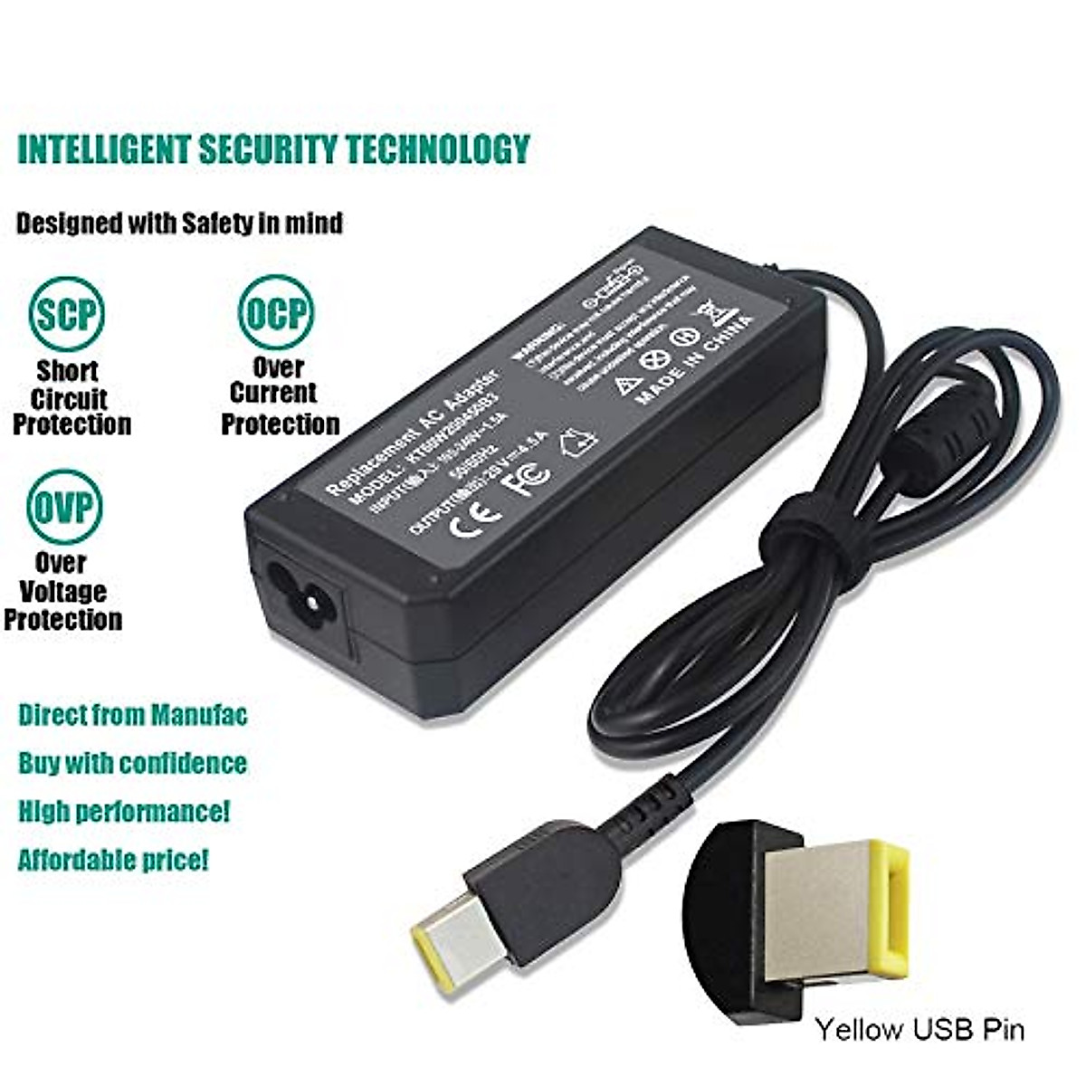 New Slim 100W USB C Laptop Charger for Lenovo Laptop Charger USB C Thinkpad/Yoga/Chromebook, 100W USB C Charger for Macbook, HP, ASUS, Acer, MSI, Dell Computer Laptop Charger AC Adapter