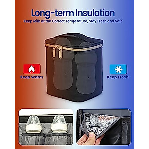 LOVEVOOK Breast Pump Backpack with Cooler Bag, Quilted Breast Pump Bags Fits Spectra S1, S2 Medela, Travel Double Layer Pumping Bag for Working Moms with 15.6" Laptop Pocket, Black