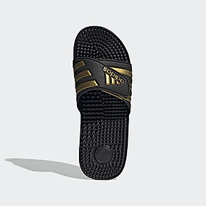 adidas Unisex Adissage Slides Sandal, Black/Gold Metallic/Black, 7 US Men