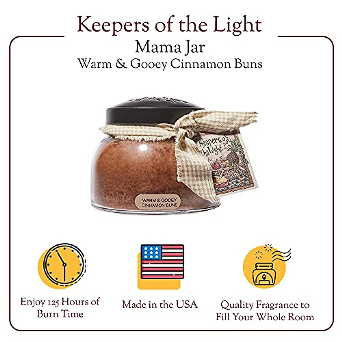 A Cheerful Giver - Warm & Gooey Cinnamon Buns Mama Scented Glass Jar Candle (22oz) with Lid & True to Life Fragrance Made in USA