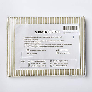 MORNITE Beige Shower Curtains for Bathroom, Shower Curtain Gold Tan Taupe Brown Grey White Neutral Striped Waterproof Fabric with 12 Plastic Hooks, 72"x72"