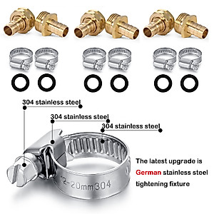 YELUN Solid Brass Garden Hose Repair Connector with Clamps Hose End Repair Kit,Fit for 5/8"Garden Hose Fitting,Male and Female Hose Fittings(5/8"-3 Set)