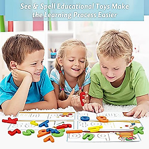 Officygnet Learning Educational Toys and Gift for 3 4 5 6 Years Old Boys and Girls - See & Spell Matching Letter Game for Preschool Kids - 80 Pcs of CVC Word Builders for Toddler Learning Activities