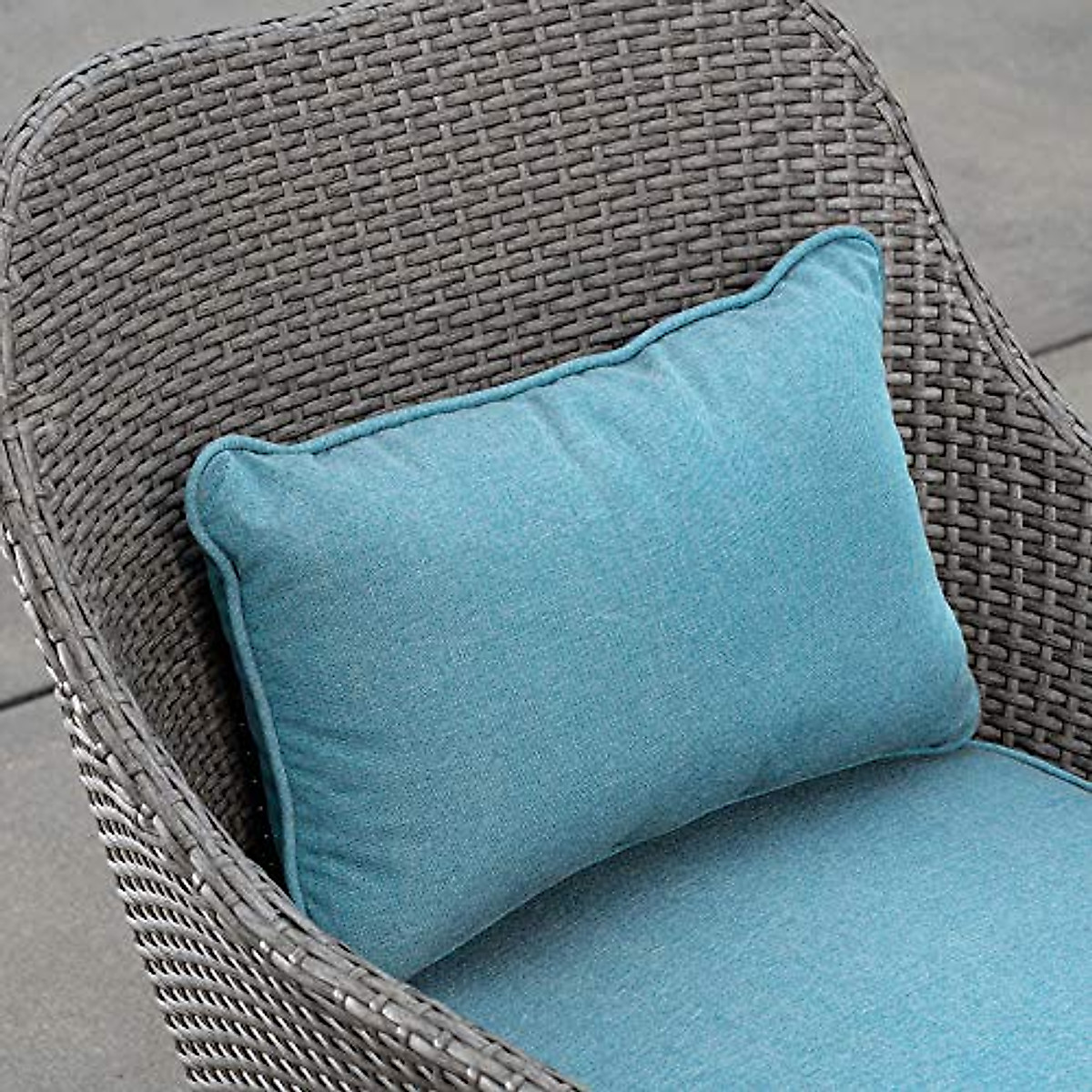 Royal Garden Patio Set - 4 Piece Patio Set - Deep Seating Wicker Outdoor Patio Set - Waikiki Collection - Conversation Set Patio Furniture - Grey/Teal
