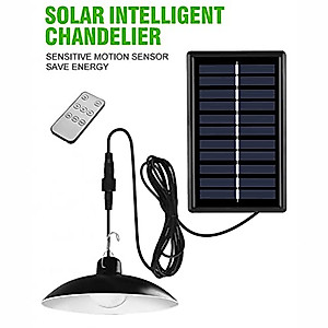 kekafu Solar Pendant Light Outdoor Waterproof LED Porch-Light with Remote Control Solar Intelligent Chandelier Hanging Lights for Garden Yard Patio Balcony Home Decoration, White