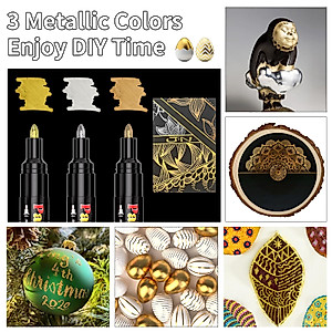 Zobbx Permanent Paint Pens Markers - 18 Colors Dual Tip Oil Based Waterproof Paint Marker for Metal Glass Plastic Wood Canvas Rock Painting, Stocking Stuffers Art and Craft Supplies