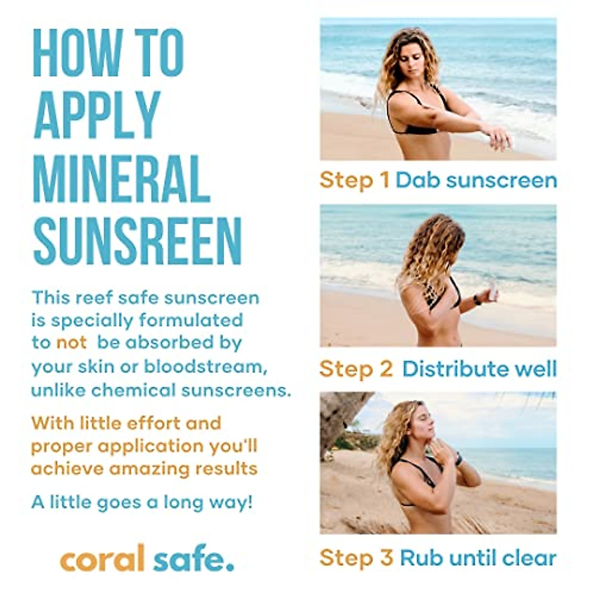 Reef Safe Sunscreen SPF 50 Mineral Lotion and Face Stick, Hawaii & Mexico Approved, Biodegradable, Zinc, Vitamin E, Oxybenzone & Octinoxate Free, Water Resistant, Natural Ingredients, Made in USA by Coral Safe