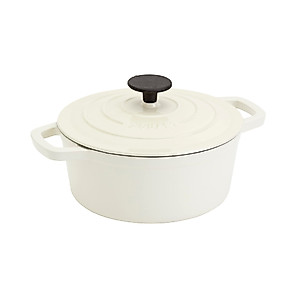 Smith Clark Ironworks Enameled Cast Iron Dutch Oven Pot with Lid (3 Quart, White)