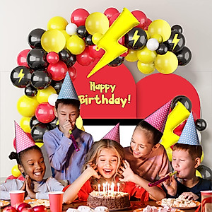 Red Black Yellow Birthday Party Decorations - 123 Pcs Cartoon Game Balloon Garland Arch Kit, Cartoon Theme Latex Balloon Arch For Cartoon Ball Baby Shower Birthday Party Supplies (red)