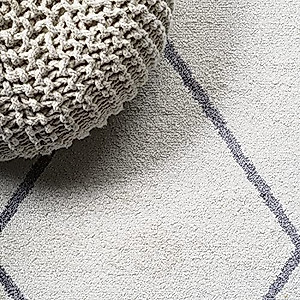 JONATHAN Y SEU102K-8 Cole Minimalist Diamond Trellis Indoor Area-Rug, Modern, Contemporary, Casual Easy-Cleaning,Bedroom,Kitchen,Living Room,Non Shedding, White/Gray, 8 X 10