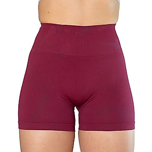 AUROLA CAMO Collection Workout Shorts for Women Subtle Logo Seamless Scrunch Gym Yoga Running Active Short,CAMO-Magenta,S