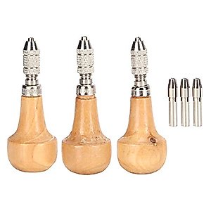 3 Set Hand Chucks Wooden Handles Pin Vise Hand Drill Wooden Handle Pear Shape Graver Handle for Diamond Stone Setting Graver Replacement