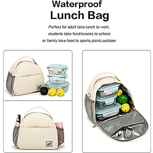 NOL Natural Organic Lifestyle Lunch Bag Insulated Cooler Bag for Women Nylon Waterproof Lightweight Lunch Box Organiser (Cream)
