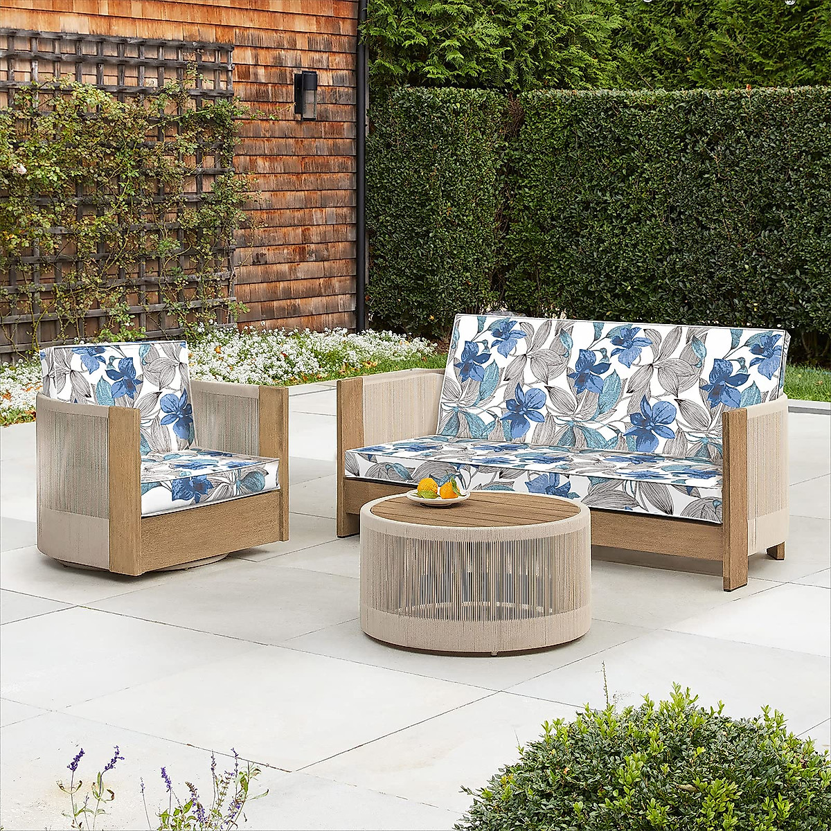 DYTXIII Patio Outdoor Cushion Cover Slip Cover W45 x D18 x H3 Inch with Zipper for Bench Loveseat Furniture, UV Protection Cushion Covers Replacement Covers 1 Pack, Clemens Blue (Covers ONLY)